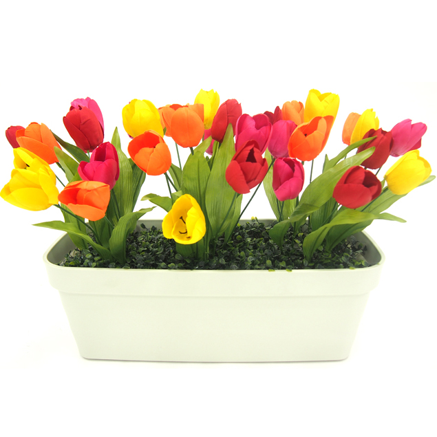 【PF068 造花プランター(チューリップ)】フラワープランター 造花 フラワーアレンジメント アートフラワー フェイクグリーン インテリア ...