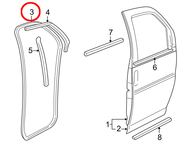 ウェザーストリップ・リアドアボディ側/純正 エクスプレス・サバナ アメ車パーツ専門店 エーカーパーツ オンラインショップ