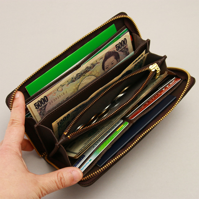 アジリティーアッファ（AGILITY Affa）/グロット/リザードエンボス(グレー)【長財布 ラウンドファスナー】 グロット』(全5色)リザードエンボス/通帳やパスポートが入る 定番