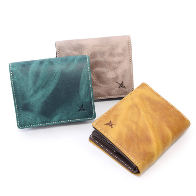 DA1548-WPS/Ain Soph (アインソフ)ワクシープレス 折財布（ボックスコインケース） 日本製