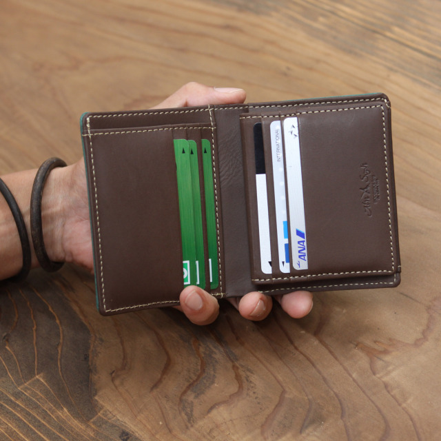 DA1548-WPS/Ain Soph (アインソフ)ワクシープレス 折財布（ボックスコインケース） 日本製