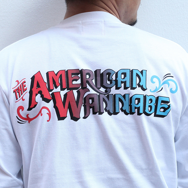 AMERICAN WANNABE/アメリカンワナビー「New Signboard Logo L/S TEE / BLACK」プリントL/Sティーシャツ
