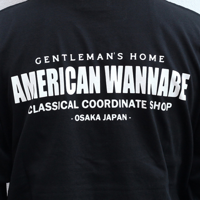 AMERICAN WANNABE/アメリカンワナビー「SHOP LOGO L/S TEE」プリントL/Sティーシャツ