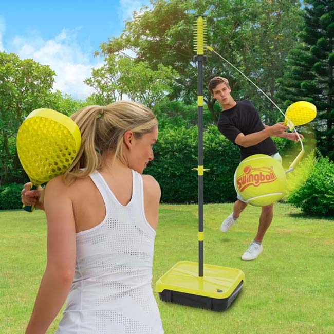 「どこでも遊べるテニスゲーム」SWINGBALL(スイングボール) スイングボールPRO ひも付きテニスボール ラケット2本付セット QQ ...