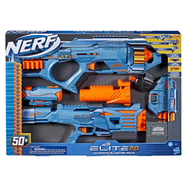 「ナーフ初心者におすすめのモデル！」ナーフ(Nerf) エリート2.0 ブラスターパック ダーツ50個付き C-2822B-ブルー×オレンジ(22y10m) アミュゼスポーツ