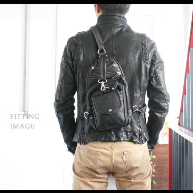 牛革 カーフスキン 持ち手付き レザーボディバッグ ワンショルダー