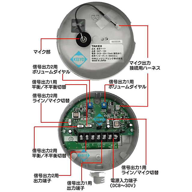 SMT-100 | 屋外設置対応防犯カメラ用集音マイク【防犯カメラ】【監視カメラ】【TAKEX】【竹中エンジニアリング】 アストップケイヨー本店
