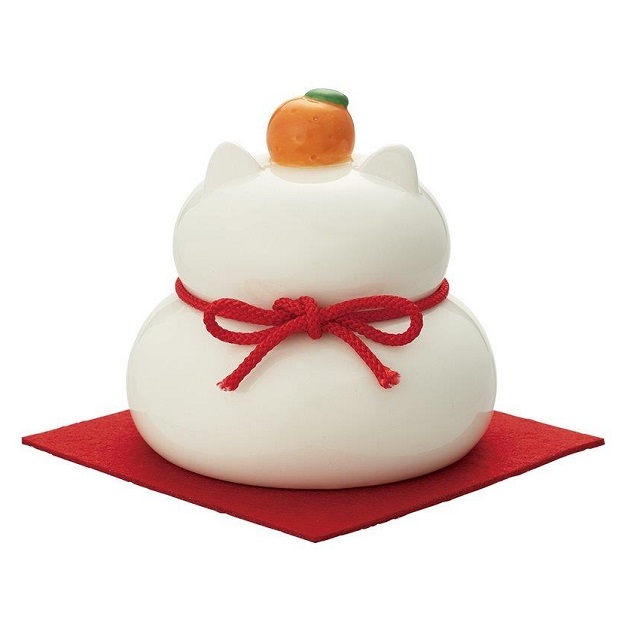 「再販」陶器の猫鏡餅