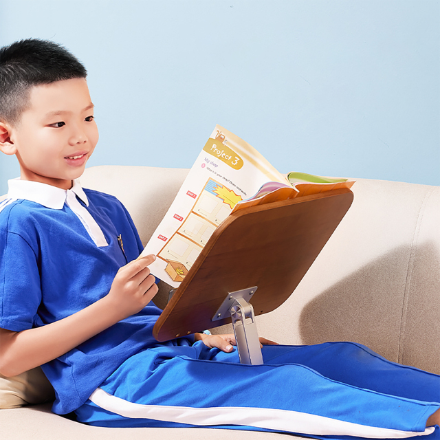 E-WIN ブックスタンド リーディングスタンド 読書台 本立て 読書スタンド 無垢材 姿勢改善 高さ調整 角度調整 360°回転 ブラウン MDS-BR