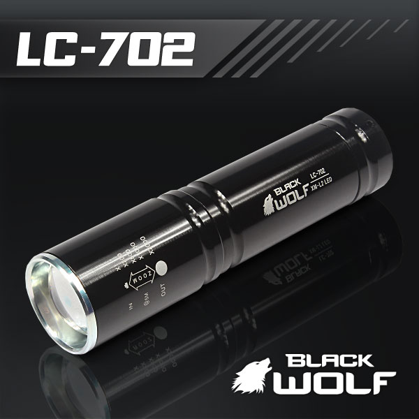 【BLACKWOLF（ブラックウルフ）】ハンディライト [ズームタイプ] LC-702/Cree XLamp XM-L2 LED（ホワイト/U2)Max850ルーメン 18650バッテリーor ...