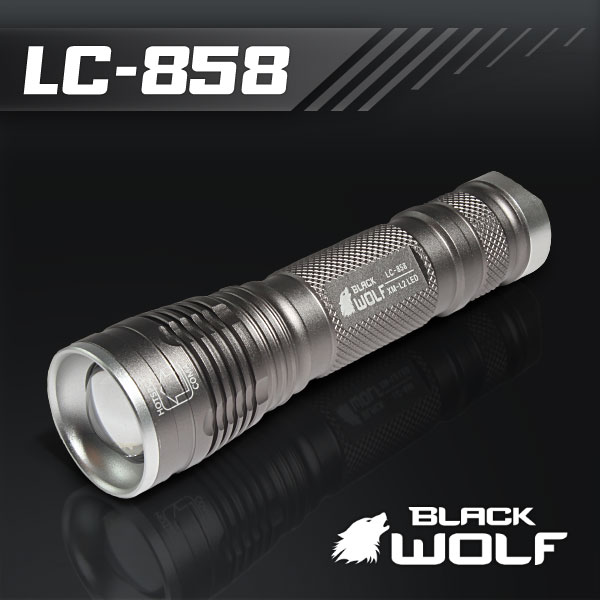 【BLACKWOLF(ブラックウルフ)】ハンディライト ズームタイプ LC-858 mini-ZOOM ブラックorグレー Cree XLamp XM-L2 LED（ホワイト/U2 ...