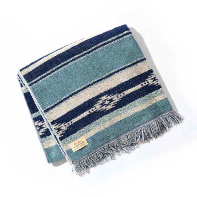 Basshu Cotton Pile Blanket / Native Border BLUE（M）商品番号【888003】