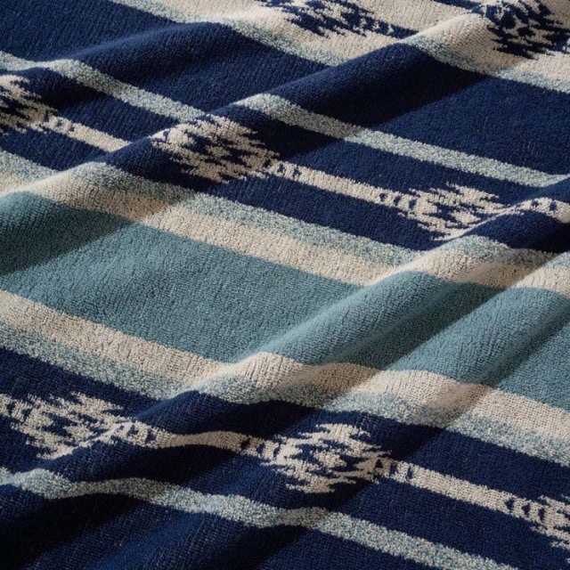 Basshu Cotton Pile Blanket / Native Border BLUE（M）商品番号【888003】