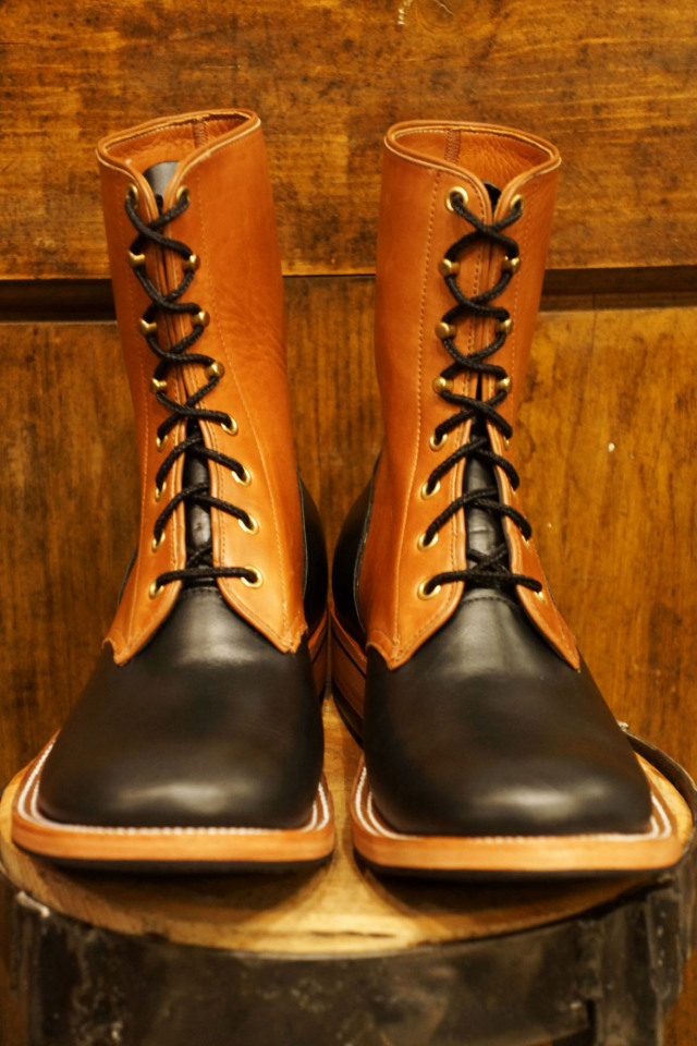 RIOS OF MERCEDES LACE-UP ROPER BOOTS BLACK×TAN B.S.W. market place