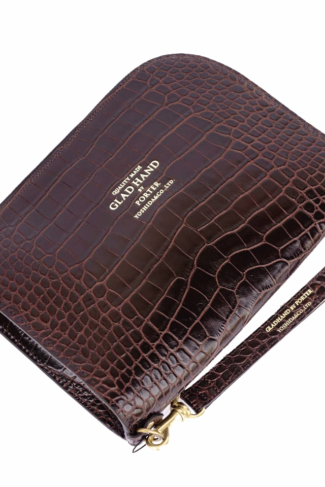GLAD HAND×PORTER GH - BAGGAGE CLUTCH BAG CROCOLIKE BROWN B.S.W. market ...