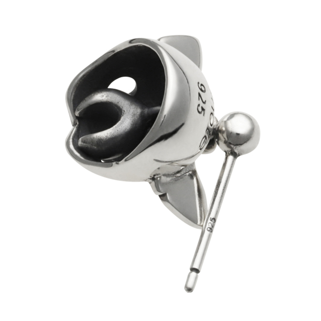 cenote e0637 【シルバーアクセサリー】 キャットスカル ベル型ピアス