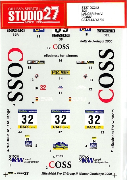 DC342 1/24 LANCER Evo.Vl "COSS"CATALUNYA '00