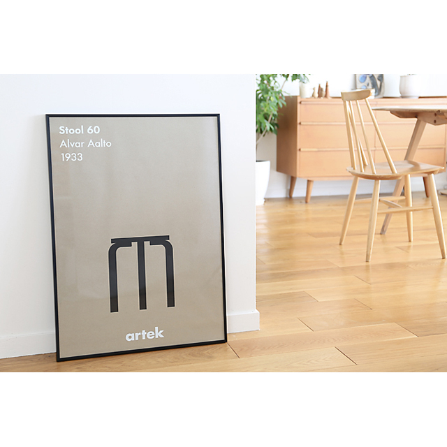 Artek/アルテック/ポスター/スツール60（ブラック） COMFOTA 北欧雑貨店