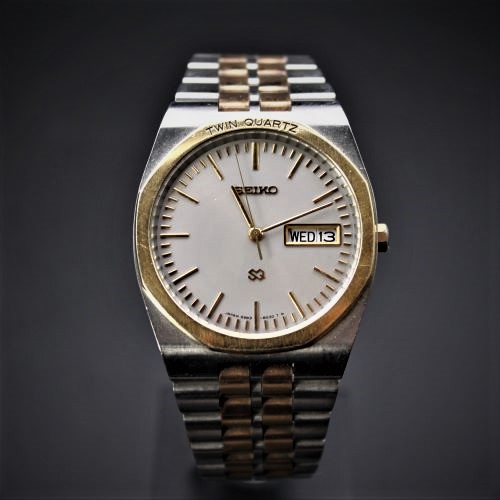 【44年前製造 SEIKO超貴重CAL.9983の最高位モデル】 入手至難品・SEIKOスーペリア ツインクオーツ ・八角型14KTベゼル ...