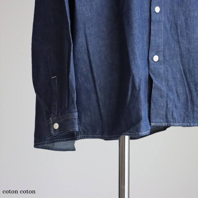 P80645 prit 6oz.デニムスタンドカラーシャツ