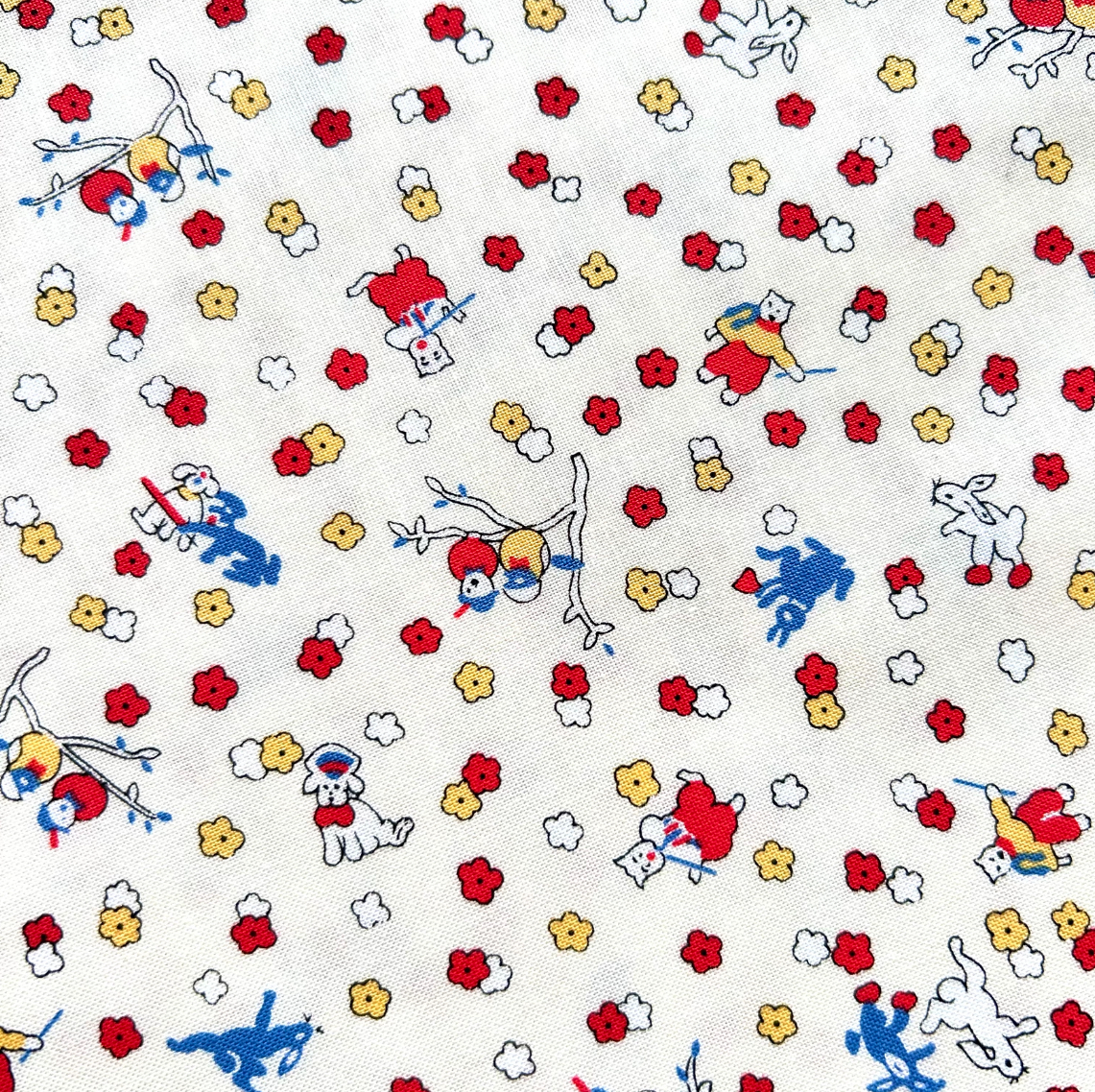 USAコットン moda 【サーティーズ（1930年代の復刻版生地）】レトロアニマル柄 ホワイト系(UTH-224)