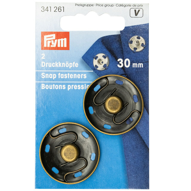 《Prym》プリム・スナップアンティーク 丸型30mm 2セット入 341261 「クラフト・フォワード」 アパレル手芸のプロ用具