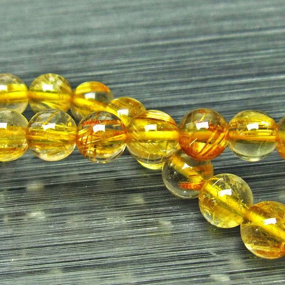 ゴールドタイチンルチル ブレスレット 7mm [L68-1478]