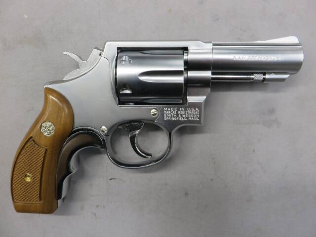 【タナカ】S&W M65.357magnum 3in ステンレス Ver.3・+Weight ウォールナットチェッカー木製グリップ モデルガン