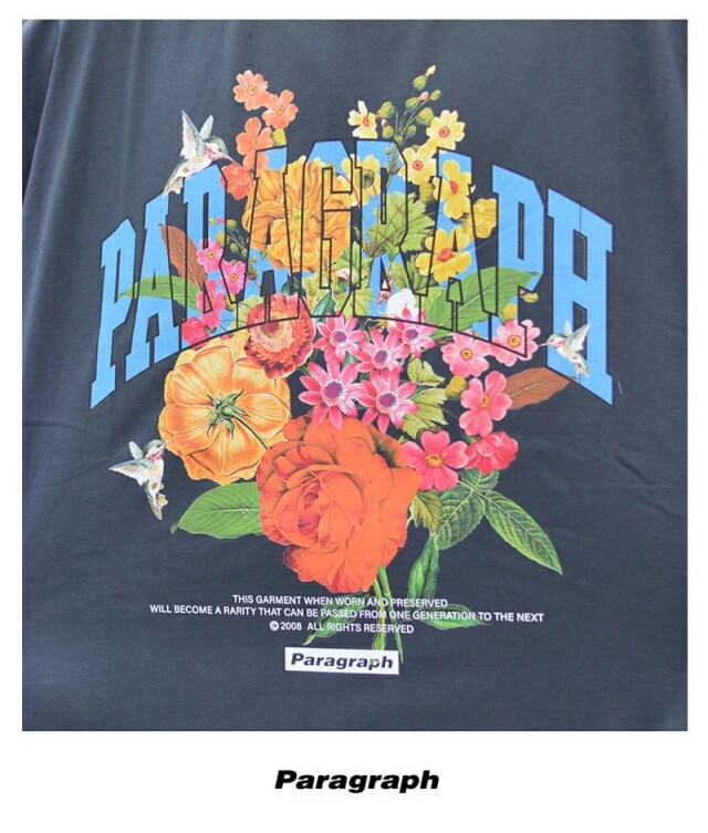 Paragraph パラグラフ Tシャツ メンズ レディース ロゴ ブランド Arch Flower T-shirt No.38 チャコール ...