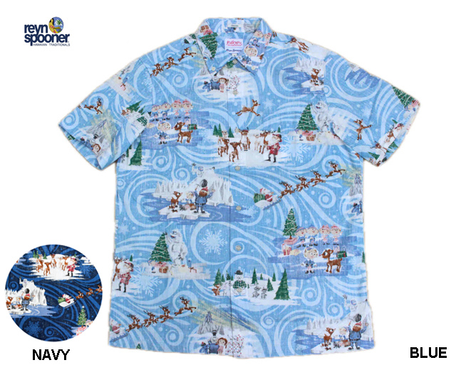 Reynspooner レインスプーナー アロハシャツ RUDOLPH THE RED-NOSED REINDEER ルドルフ赤鼻のトナカイ
