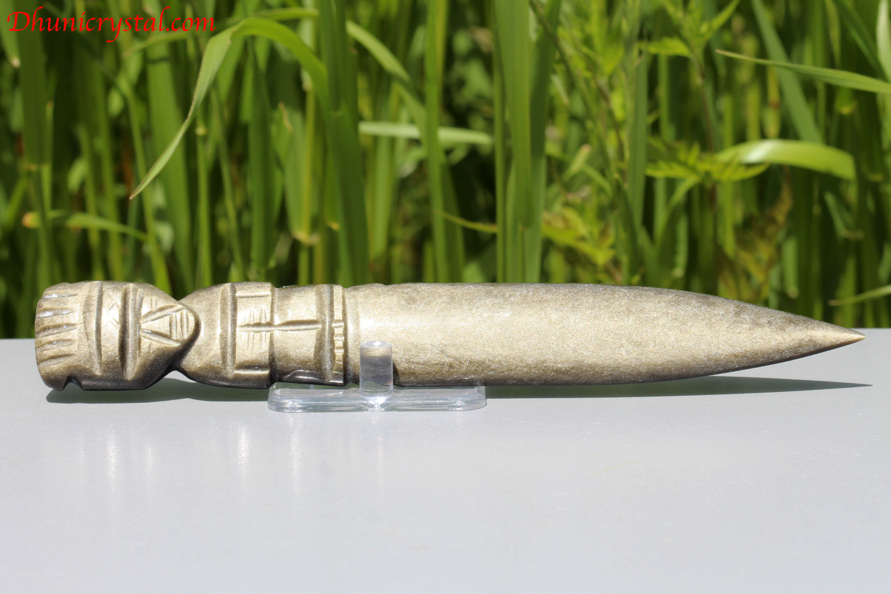 ゴールドシーンオブシディアン/マヤ文明/ナイフ型オブジェ(G452)