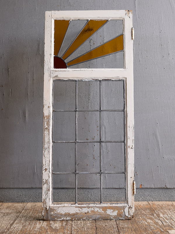 イギリス アンティーク ステンドグラス 幾何学 12550