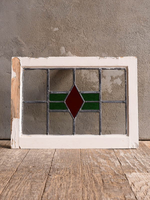 イギリス アンティーク ステンドグラス 窓 幾何学 12958