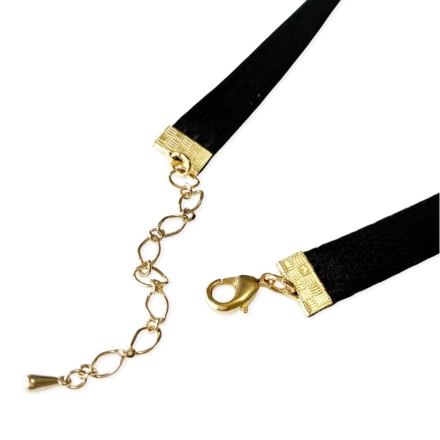 チョーカー 黒 ベルベット リボン チャーム付 メンズ レディース キッズ 細い 0.9cm幅 長さサイズ ベロア 日本製 メール便 dplus arts