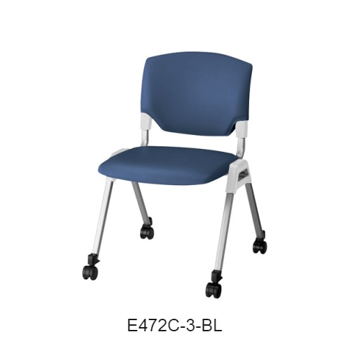 ナイキ ミーティングチェアー E470type 4本脚タイプ・キャスター付・背カバー付 肘なし ビニールレザー張り E472C-1-BL ...