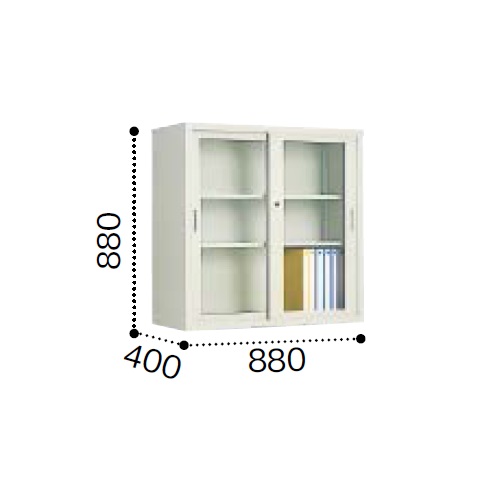 コクヨ KOKUYO 保管庫浅型 ガラス引き違いタイプ 下置き W880×D400×H880mm S-335GF1N