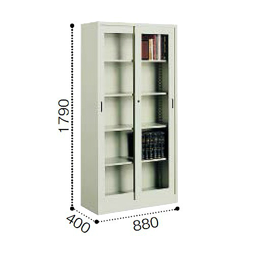 コクヨ KOKUYO 保管庫浅型 ガラス引き違いタイプ 下置き W880×D400×H1790mm S-365GF1N