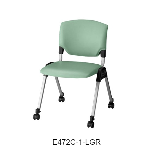 ナイキ ミーティングチェアー E470type 4本脚タイプ・キャスター付・背カバー付 肘なし ビニールレザー張り E472C-1-BL ...