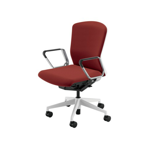 内田洋行 エルフィチェア Elfie 両面クロスタイプ(クロスバック) ミドルバック 樹脂脚 アルミリング肘 ホワイトフレーム/ブラック ...