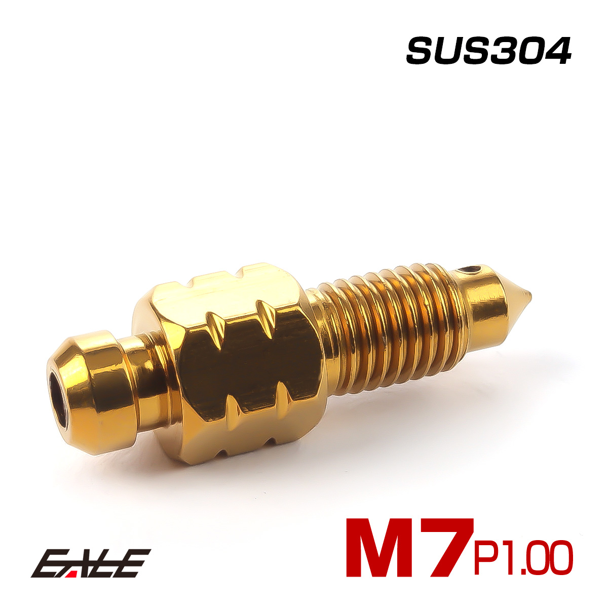 M7 P1.00 エアブリード スクリュー エアブリーダー バルブ ニップル ステンレス ゴールド TH0614 【メール便可】