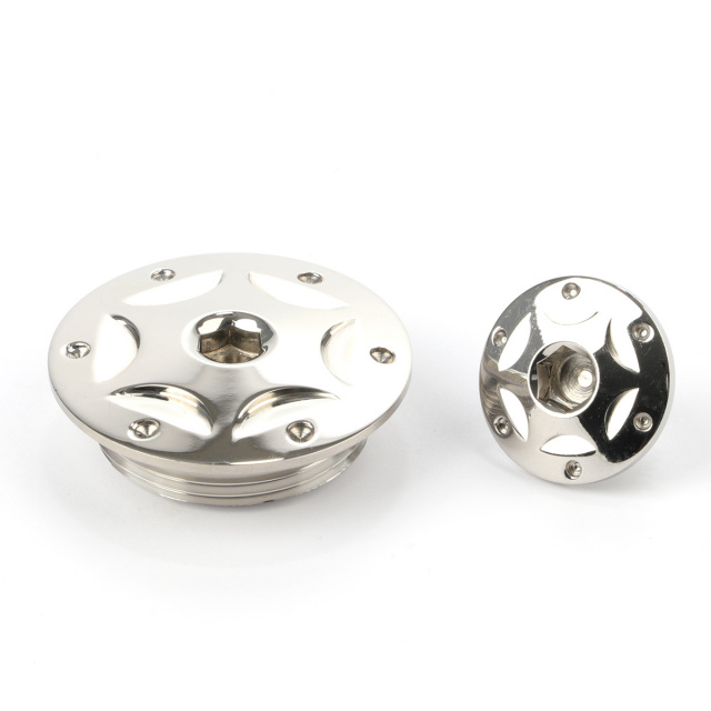 ヤマハ汎用 ストレートスクリュープラグ クランク＆ポイントホール キャップセット SUS304 スターホール シルバー TH0302 【メール便可】