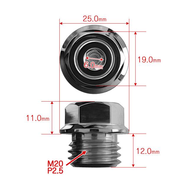 オイルフィラーキャップ M20 P2.5 六角穴付き ヘキサゴンヘッド ステンレス製 焼きチタン色 汎用 TH0487 【メール便可】