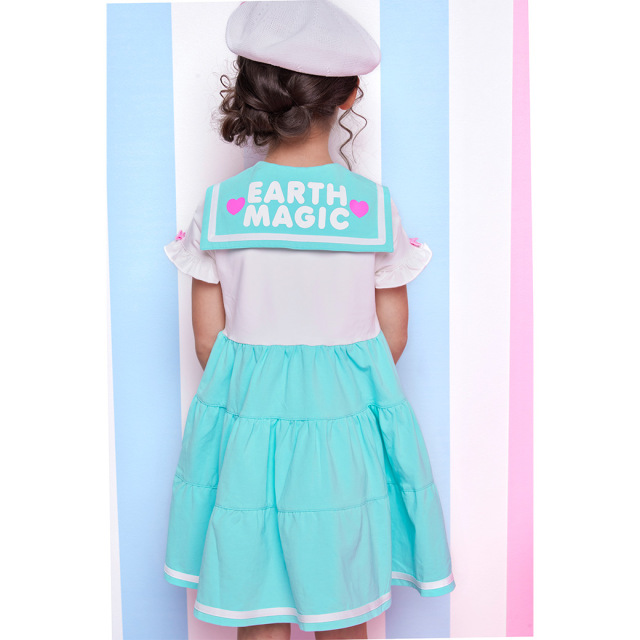 アースマジック EARTHMAGIC セーラーカラーベア天竺ワンピース ペールピンク エメグリ マフィー 半袖
