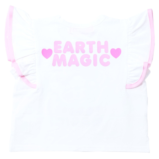 アースマジック EARTHMAGIC フリルパイピングショート丈Tシャツ シロ ペールピンク ラベンダー マフィー 半袖