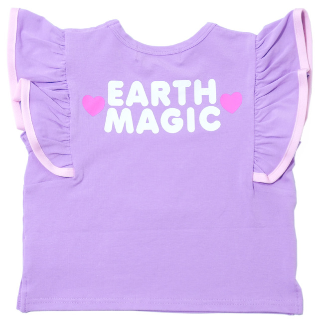 アースマジック EARTHMAGIC フリルパイピングショート丈Tシャツ シロ ペールピンク ラベンダー マフィー 半袖