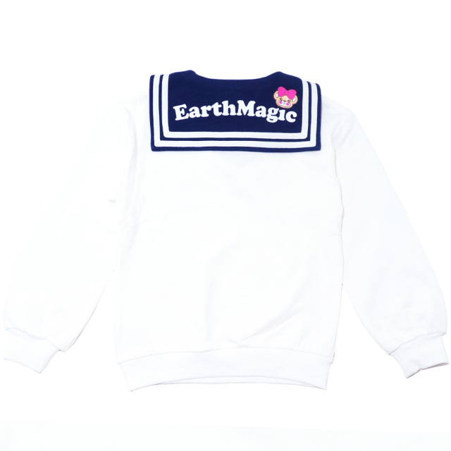 アースマジック EARTHMAGIC セーラーカラー裏毛トレーナー シロ ネイビー マフィー スクール 2023秋冬