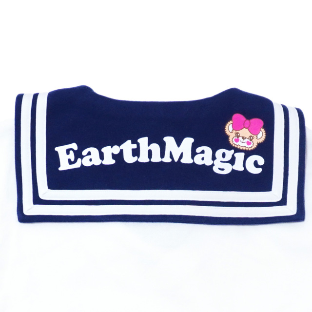 アースマジック EARTHMAGIC セーラーカラー裏毛トレーナー シロ ネイビー マフィー スクール 2023秋冬