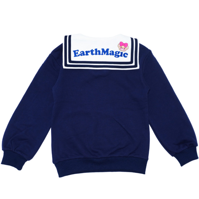 アースマジック EARTHMAGIC セーラーカラー裏毛トレーナー シロ ネイビー マフィー スクール 2023秋冬