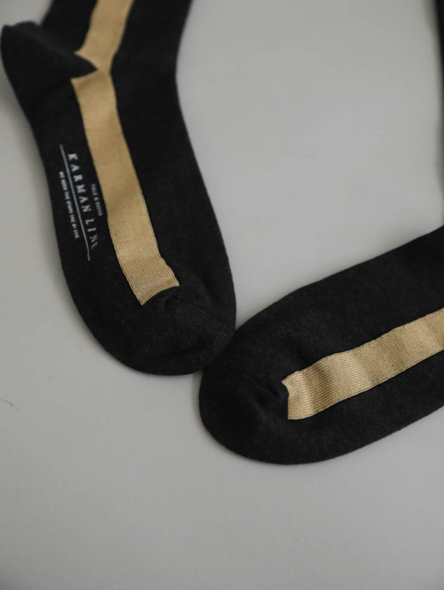 KARMAN LINE カーマンライン / GEMINI men's（Noir gray × sable）ラインソックス