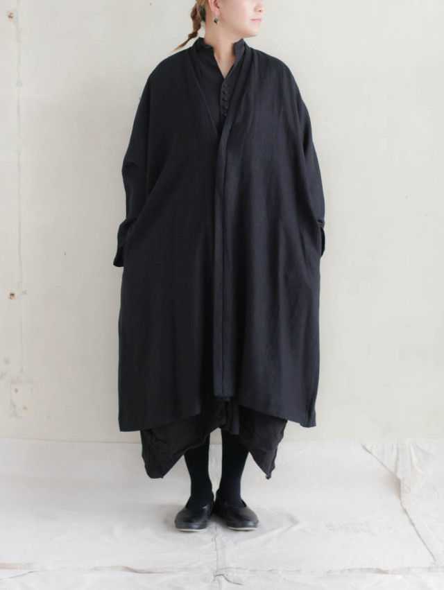 SP エシュペー / LINEN CANVAS ROBE ブラック